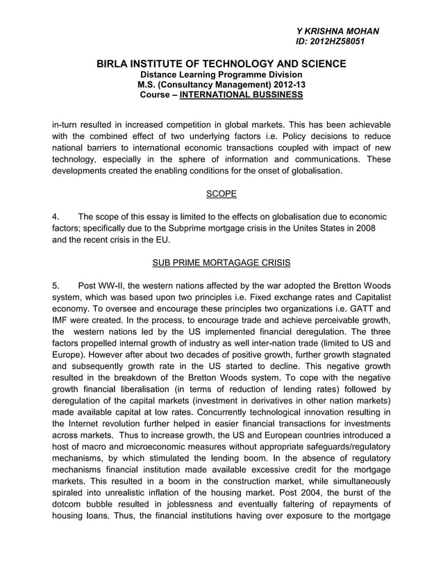 Assignment ib- twists and turns in globalisation (autosaved) | PDF