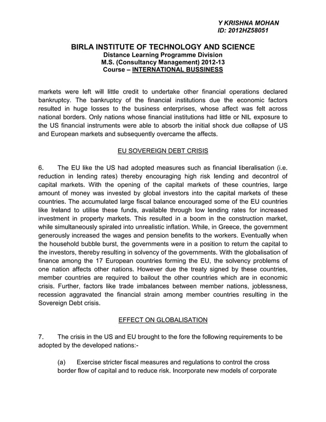 Assignment ib- twists and turns in globalisation (autosaved) | PDF