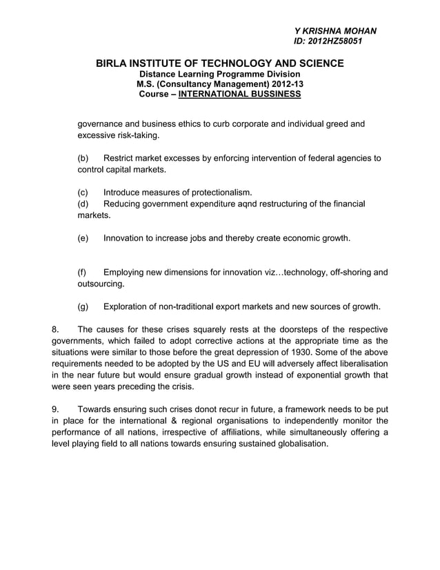 Assignment ib- twists and turns in globalisation (autosaved) | PDF