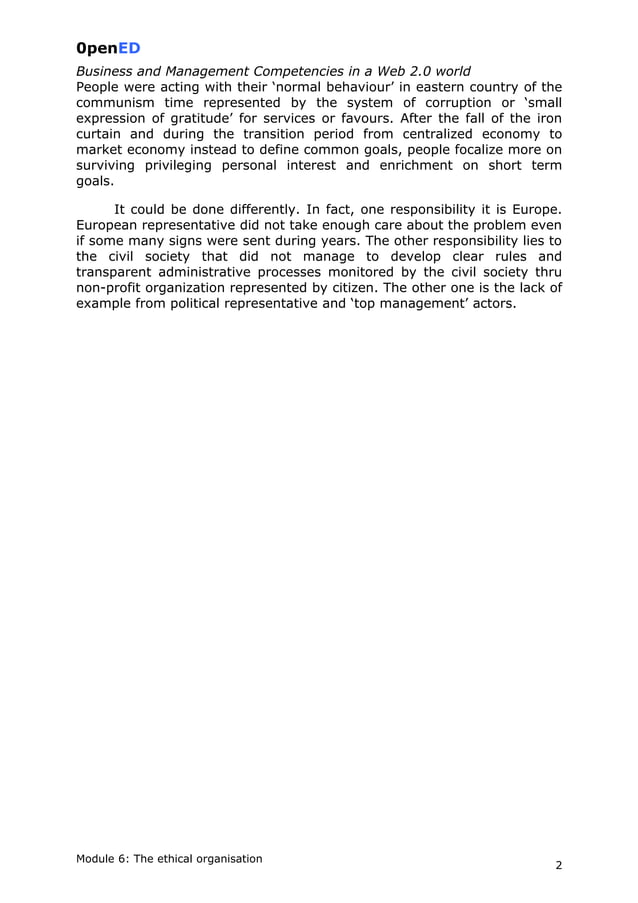 Assignment - Module 6 - The ethical organisation | PDF