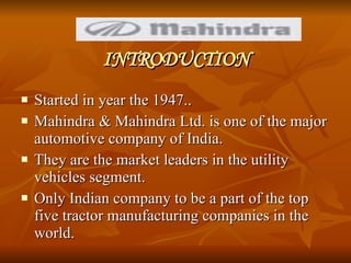Assignment On Mahindra & Mahindra | PPT