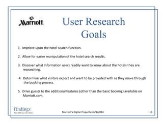 Slide Show on User Research Goals and Questions for Marriott.com
