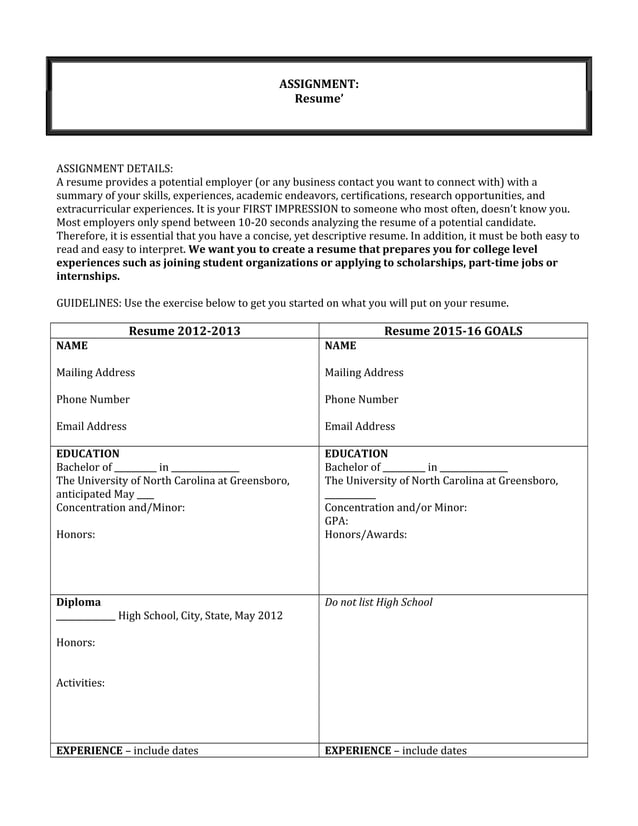 Assignment resume fall 2013(2)-1 | PDF