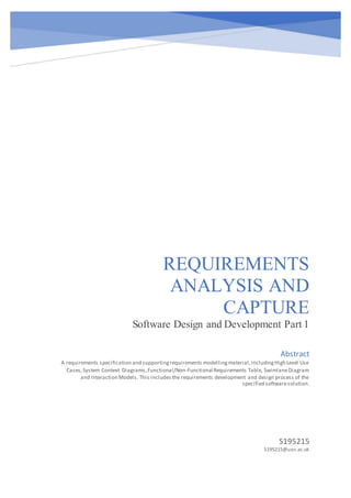 Software design and development - Requirements analysis and capture | PDF