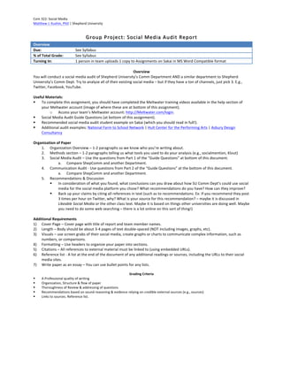 Social media audit assignment for social media class | PDF