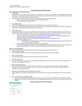 Social media audit assignment for social media class | PDF