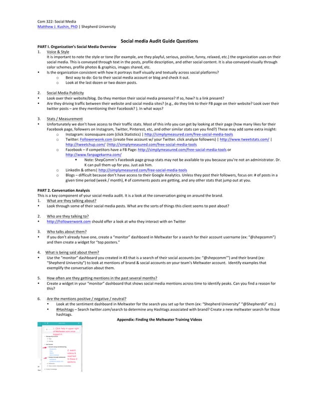Social media audit assignment for social media class | PDF | Social ...