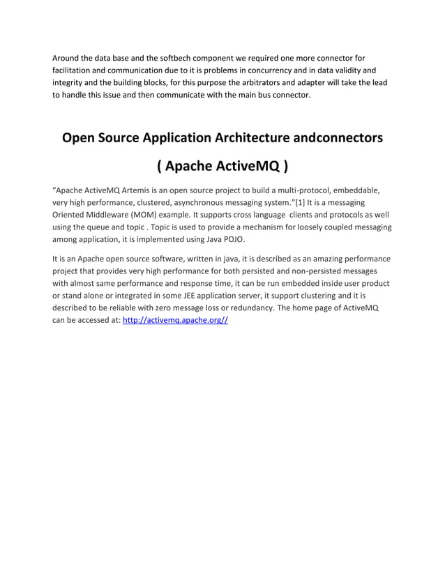 Software Architecture connectors - ActiveMQ analysis | PDF