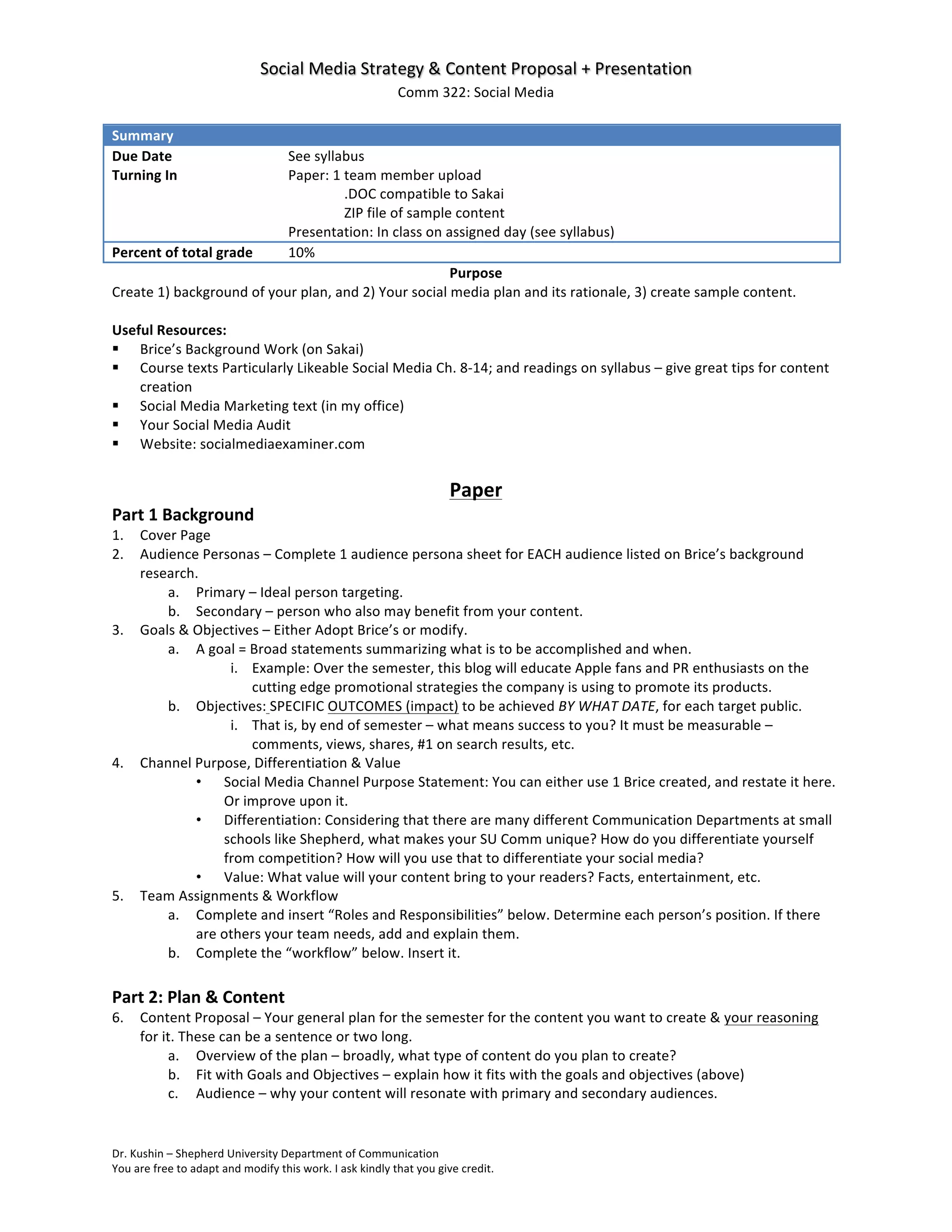 Social Media Strategy Assignment | PDF