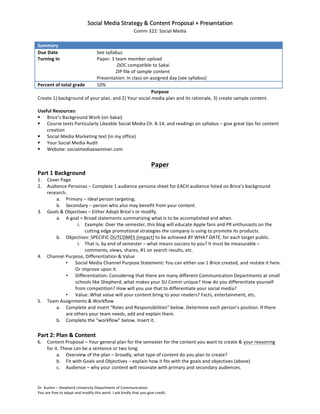 Social Media Strategy Assignment | PDF