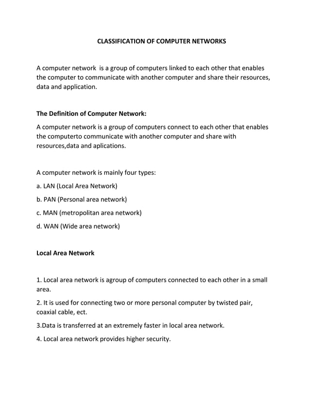 Classification of computer network | PDF