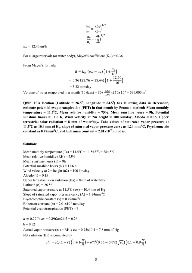 Assignment_01_Hydrology_Ch03_Solution (1).pdf | Weather | Science