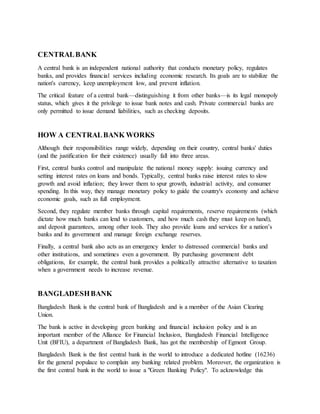 Central Bank and it’s function : Bangladesh Bank | DOCX