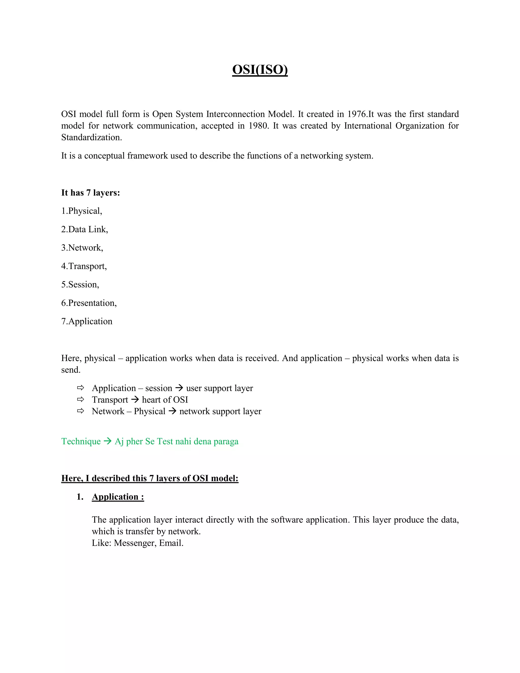 OSI Model | PDF | Computer Networking | Computing