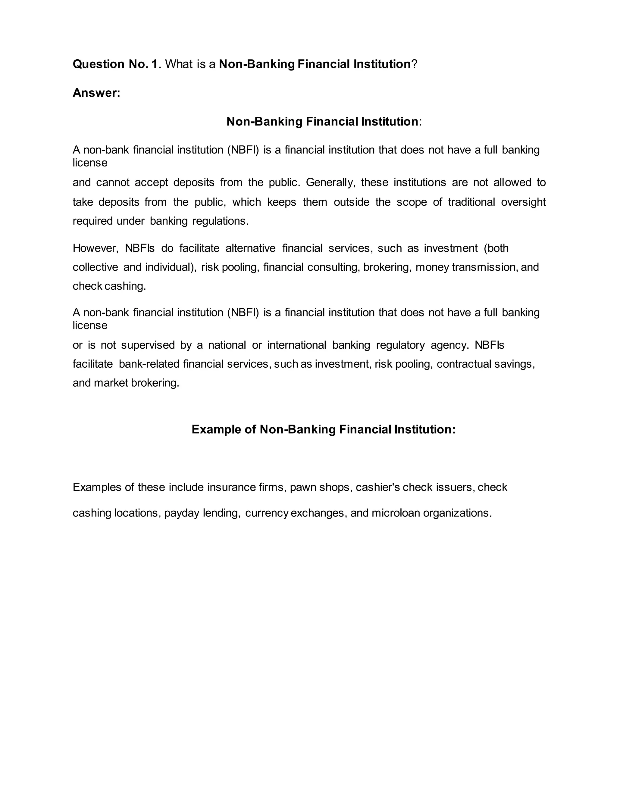 Non-Bank Financial Institutions in Bangladesh | DOCX