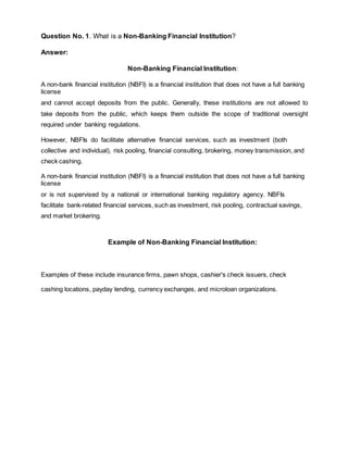 Non-Bank Financial Institutions in Bangladesh | DOCX