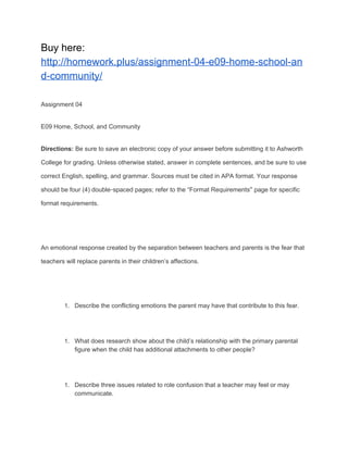 Assignment 04 e09 home school and community | PDF