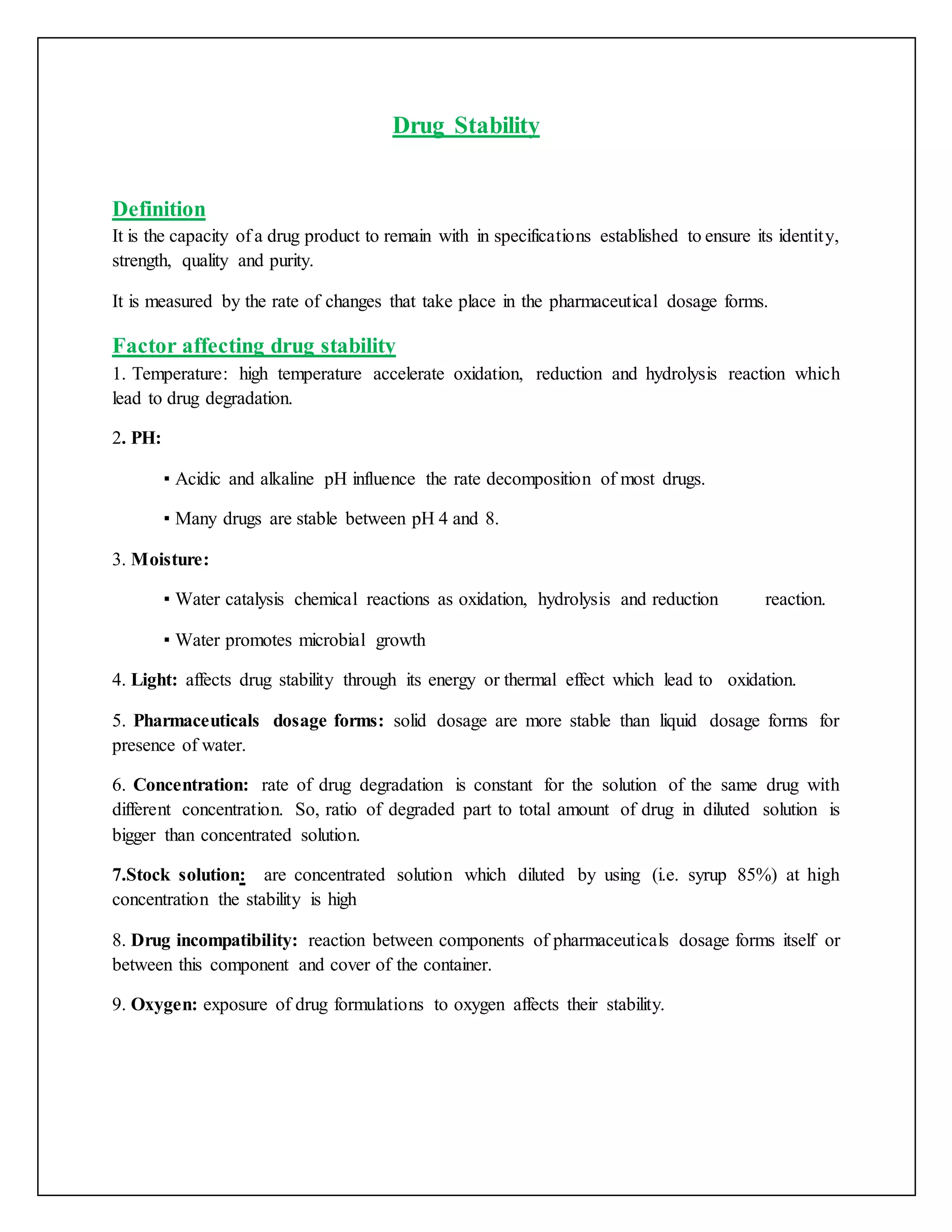 Drug Stability | DOCX