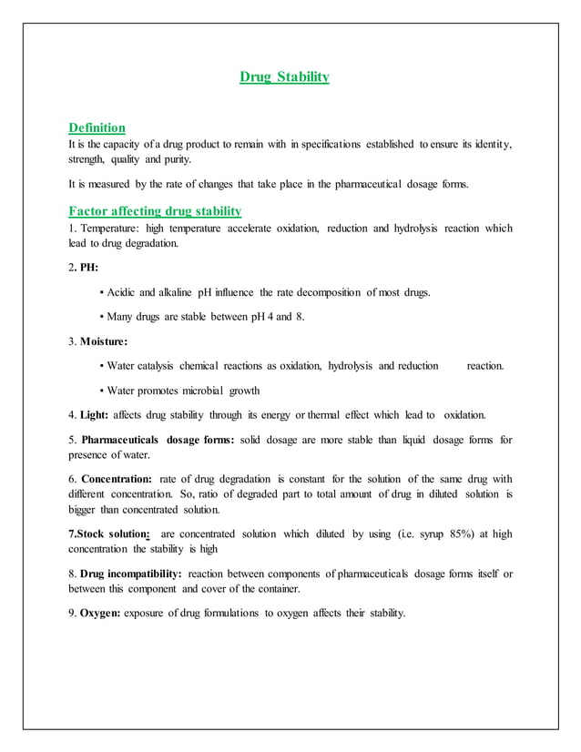 Drug Stability | DOCX