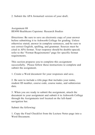Assignment 05HE490 Healthcare Capstone Research StudiesDire.docx