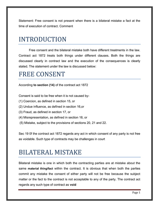 bilateral mistake | PDF