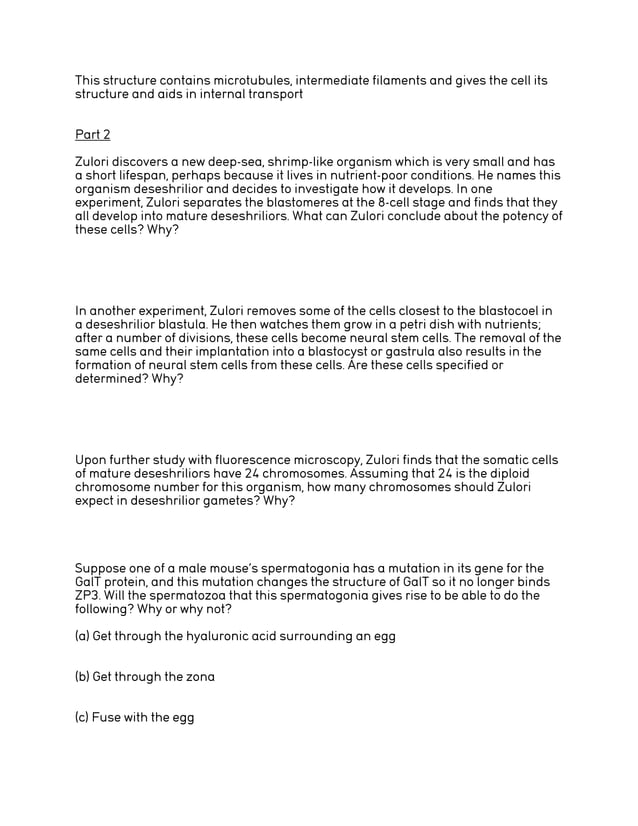 Developmental Biology Assignment 1 Pdf