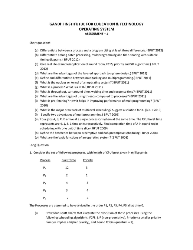OS ASSIGNMENT-1 | PDF