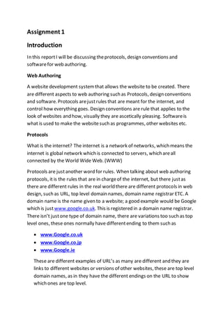 Assignment 1 | DOCX | Web Development | Internet