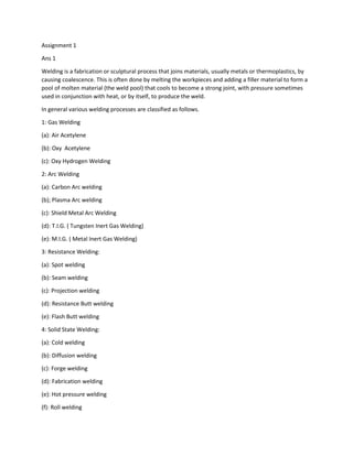 Welding Assignment | DOCX