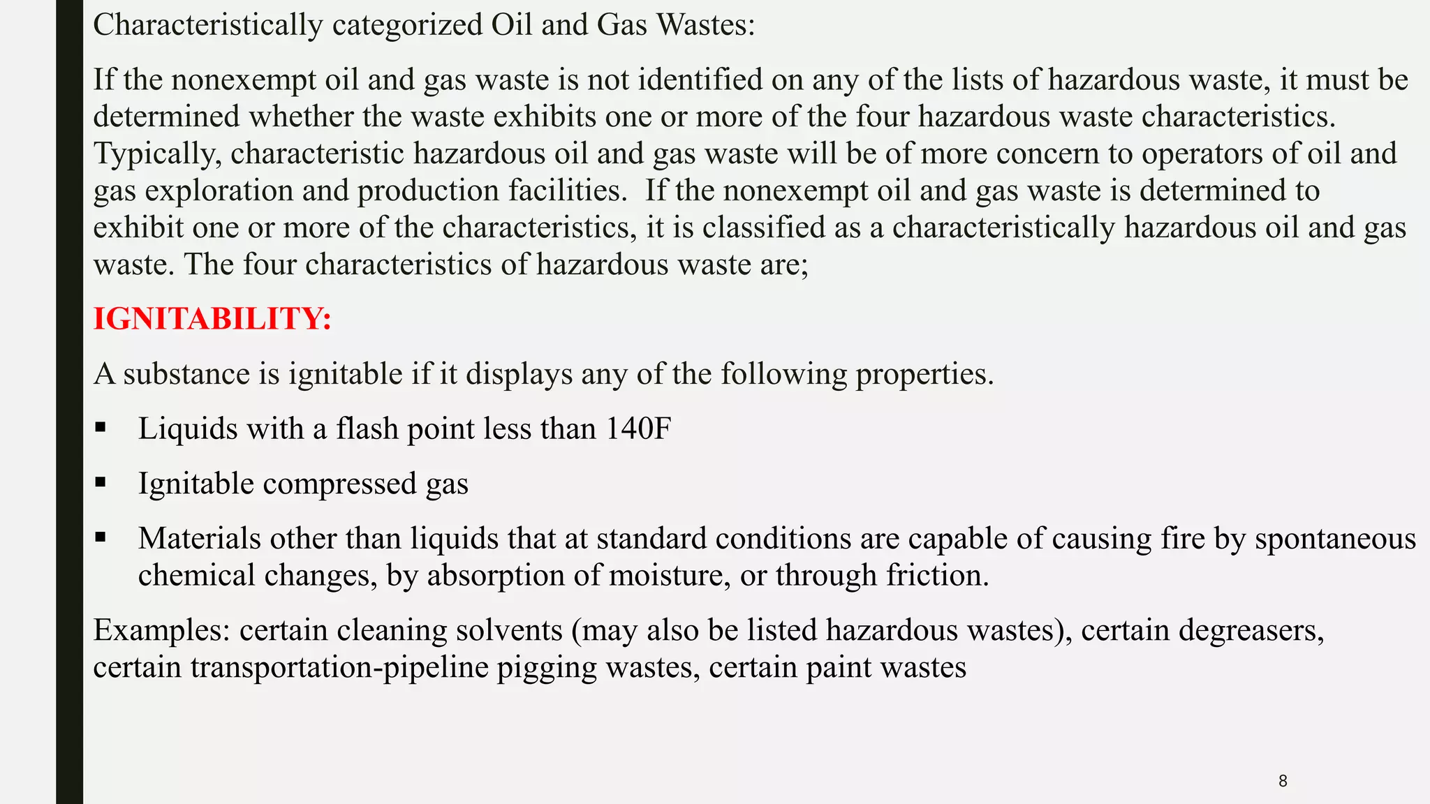 Classfication of Oil and Gas Wastes | PPTX