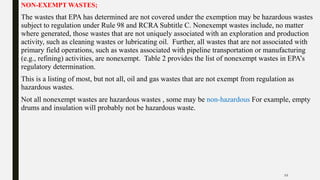 Classfication of Oil and Gas Wastes | PPTX