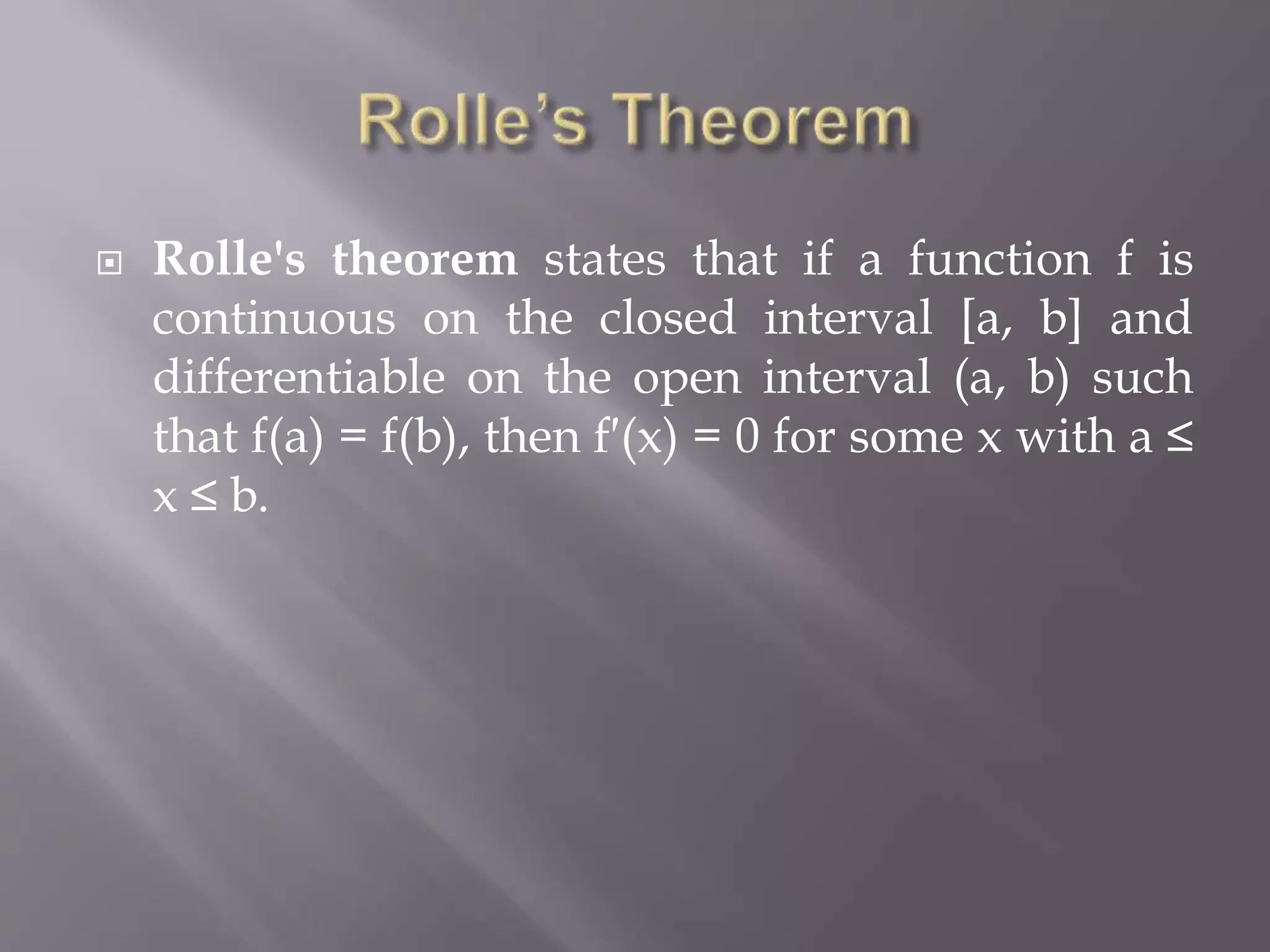 Rolle's Theorem | PPTX