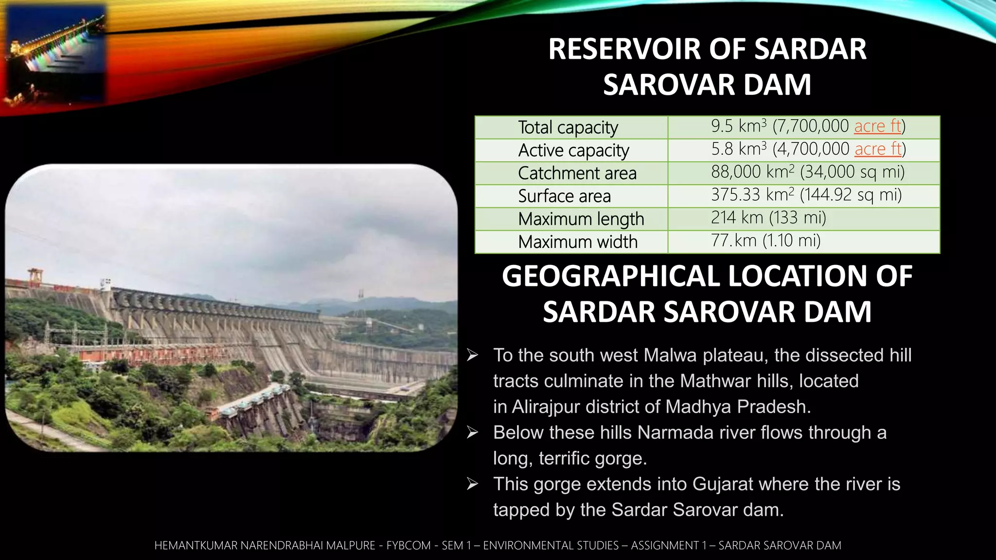 Sardar Sarovar Dam | PPTX