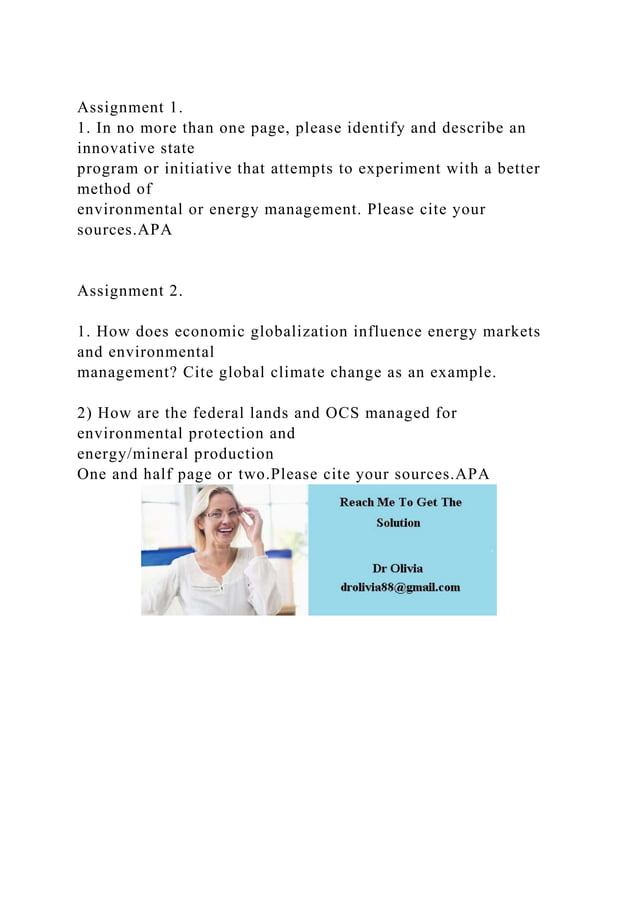 Assignment 1. 1. In no more than one page, please identify and des.docx