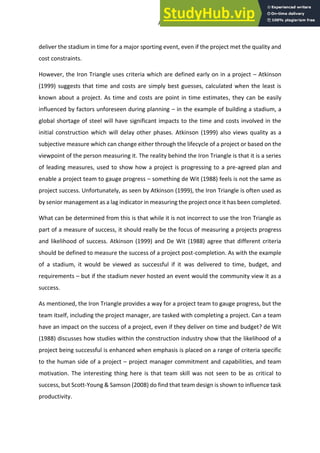 Assignment 1. Project Success And How It Is Defined | PDF
