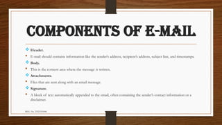 Introduction to Email, internet protocols | PPTX | Email | Internet