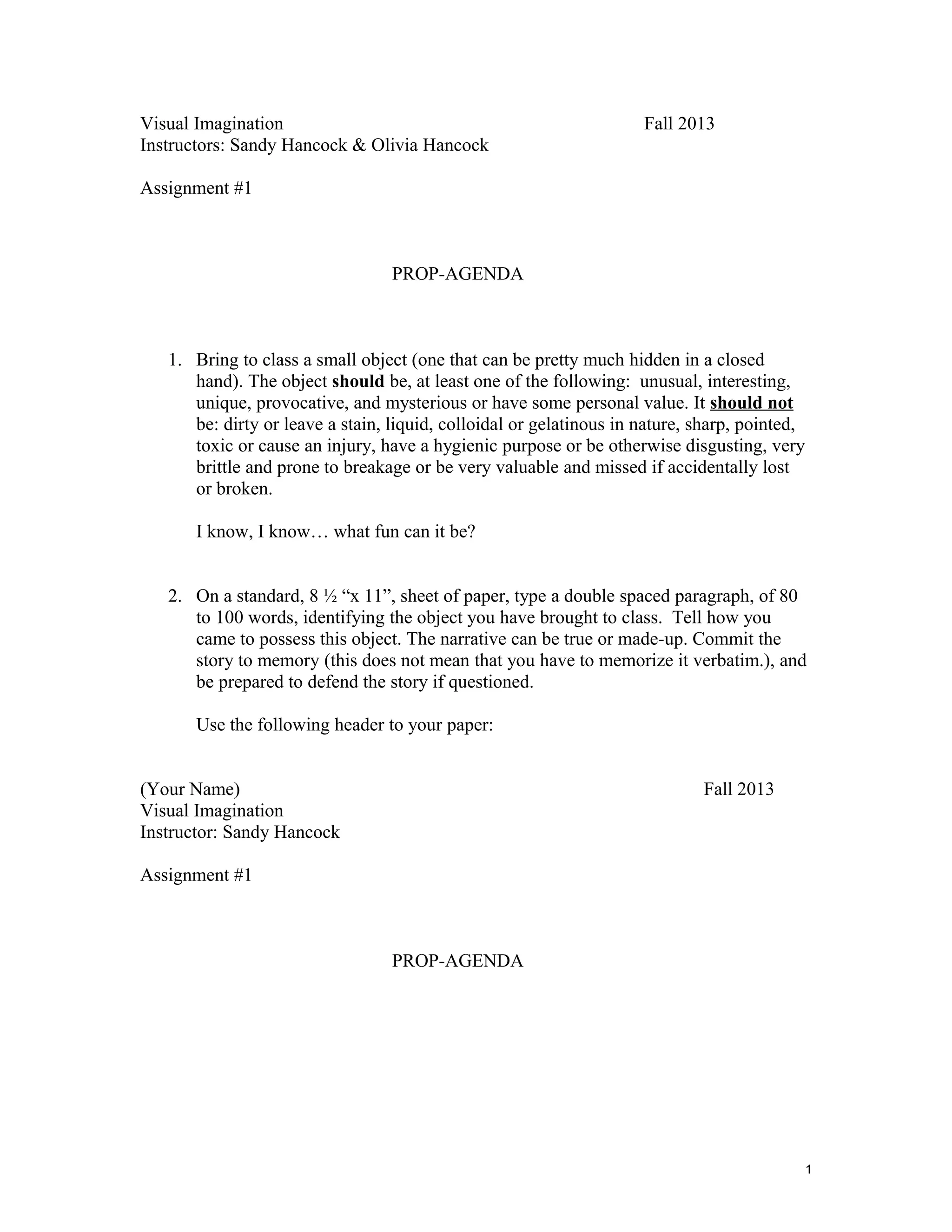 Assignment #1 prop-agenda | PDF