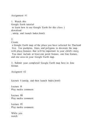Assignment #1 1. Watch this Google Earth tutorial to learn | PDF