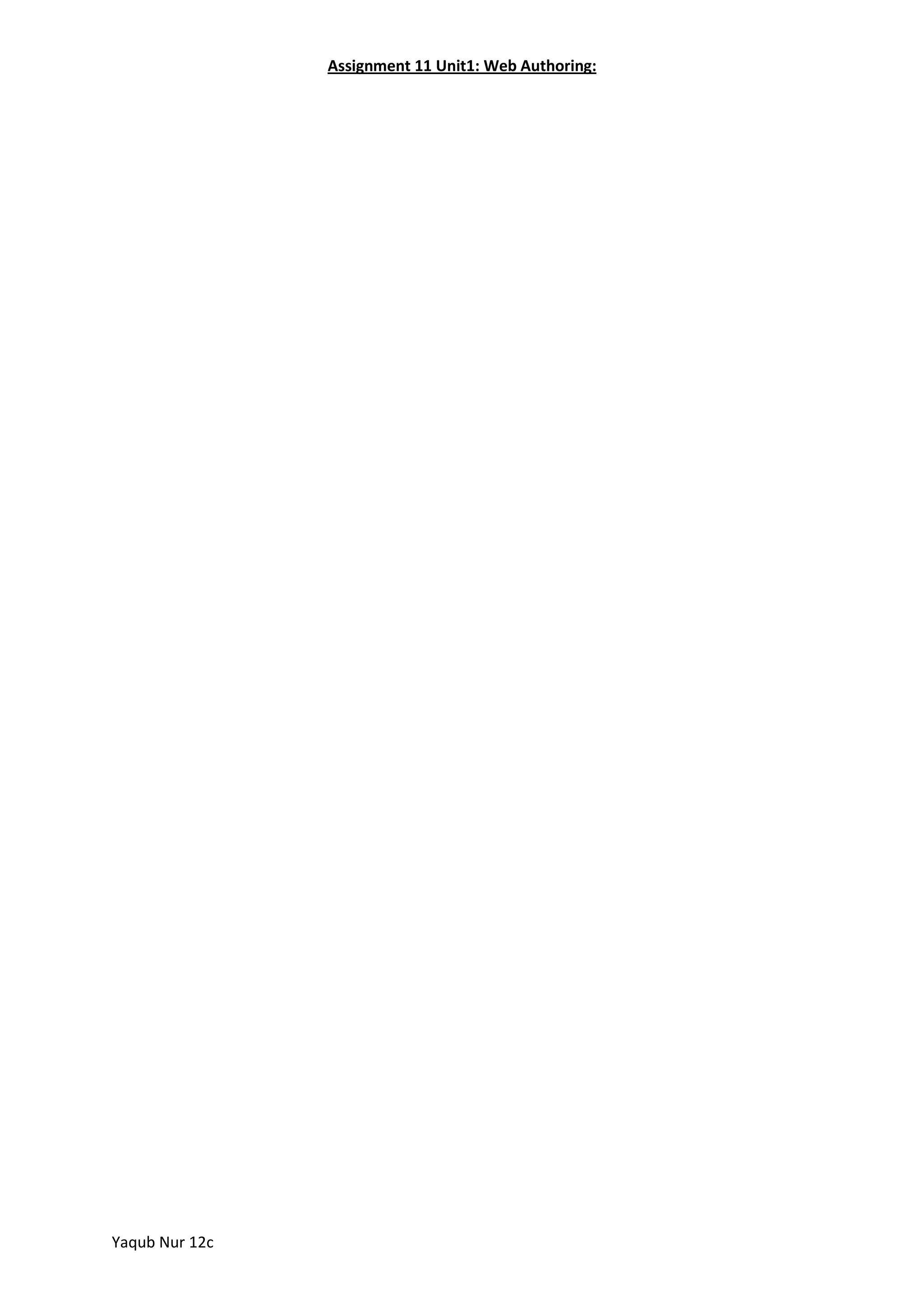 Assignment 11 Unit1 Web authoring | DOCX