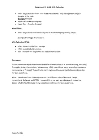 Assignment 11 Unit1 Web authoring | DOCX