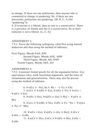 ASSIGNMENT 1 7.4 EXERCISES Using the predicates listed for each.docx