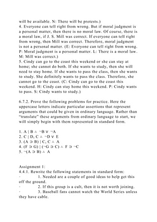 ASSIGNMENT 1 7.4 EXERCISES Using the predicates listed for each.docx