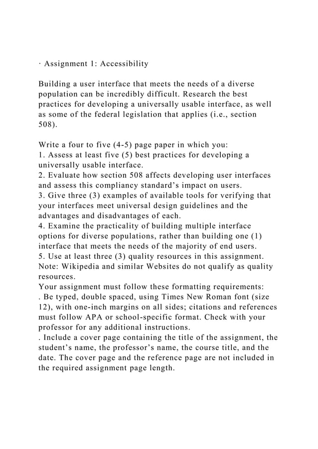 · Assignment 1 AccessibilityBuilding a user interface that me.docx