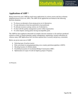 Assignment 1 An Application Of Concepts Of Sustainability And MCA Using ...