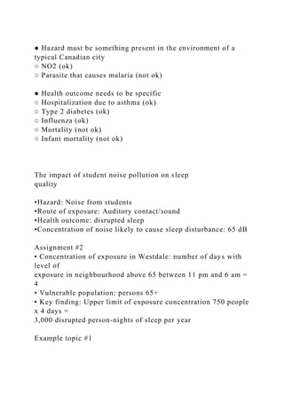 Assignment #1 and assignment #2 combine into a health risk .docx ...