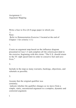 Assignment 1Argument MappingWrite a four to five (4-5.docx | Political ...