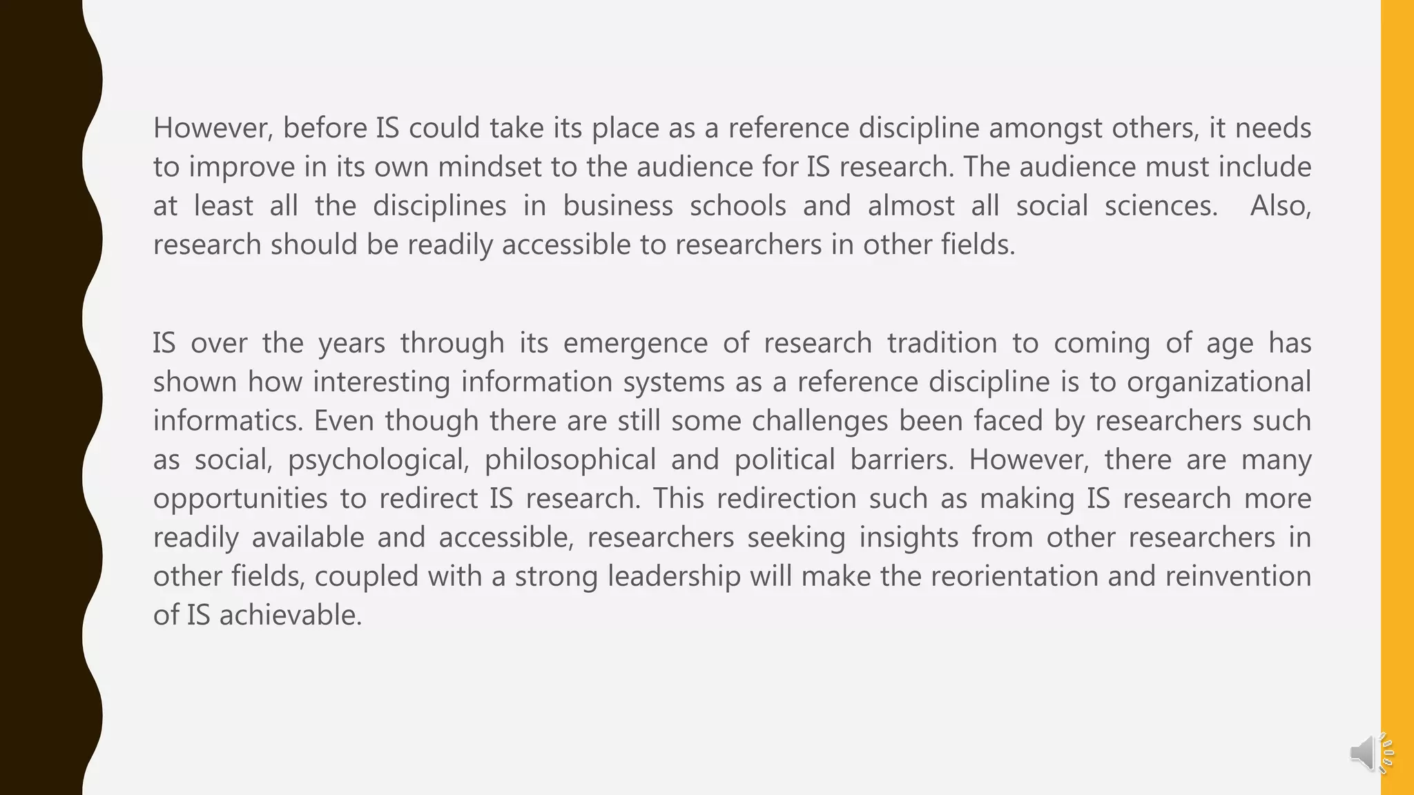 Information Systems as a Reference Discipline | PPTX