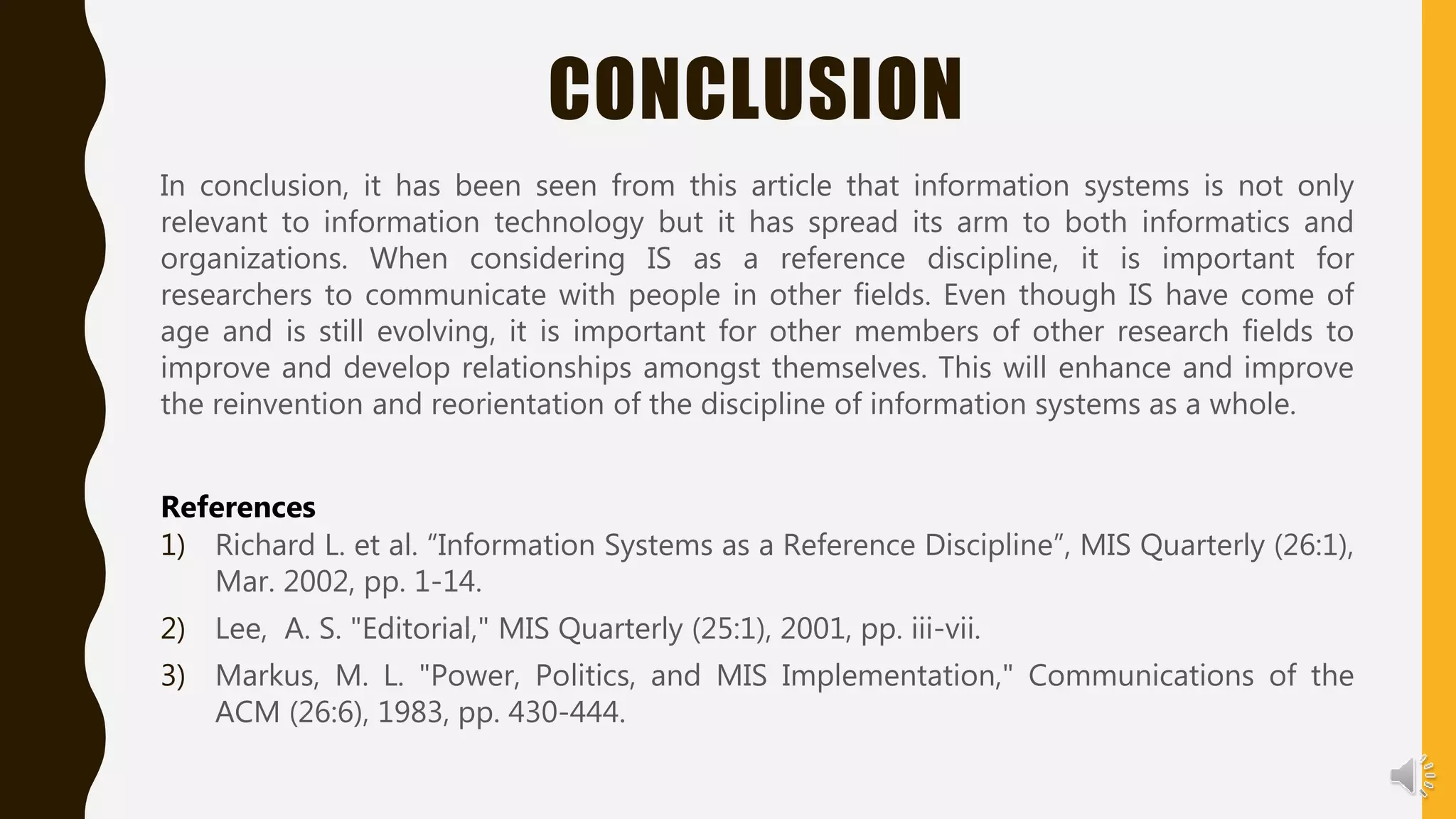 Information Systems as a Reference Discipline | PPTX