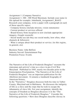 Assignment 1 Company NarrativeAssignment 1 300 - 500 Word Max.docx