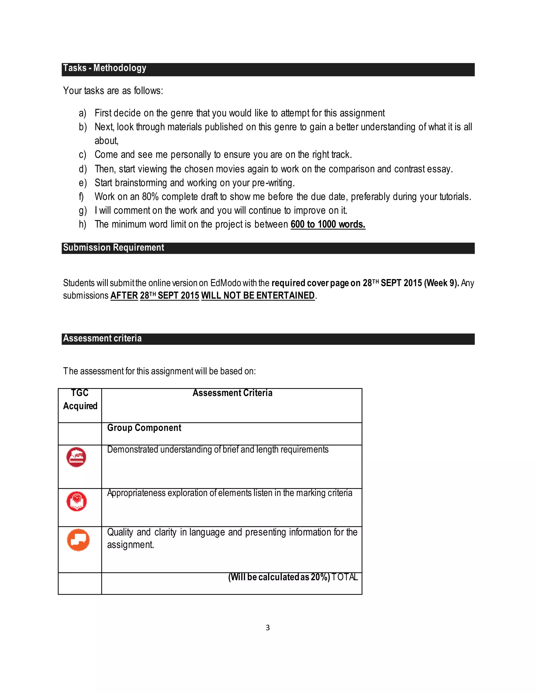Assignment 1 compare contrast essay | PDF